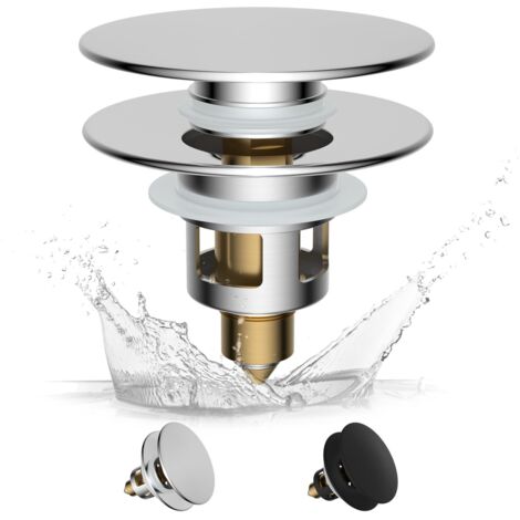Bathroom Sink Plug with Drain Filter, Universal Push-in Brass Core ...