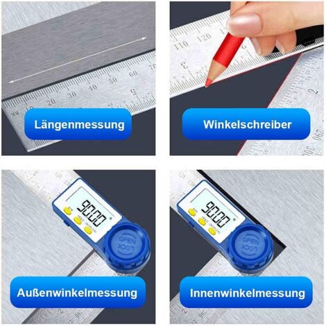 Digital Protractor, Stainless Steel Angle Ruler for Carpenter and Bevel ...