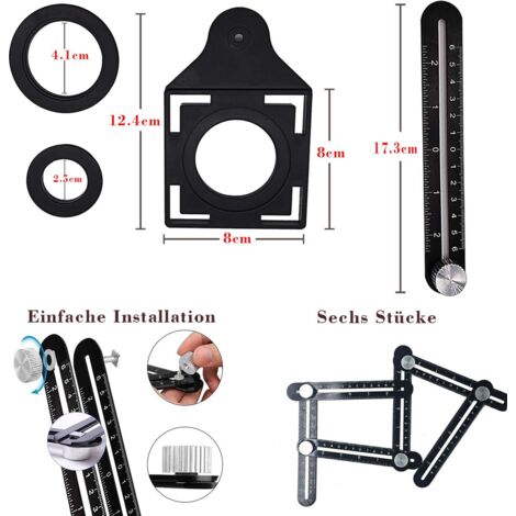 Multi-Angle Measuring Ruler with Positioning Hole - 6-Sided Aluminum ...