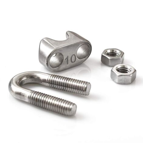 6pcs M10 9.5mm 304 Stainless Steel Cable Clamps
