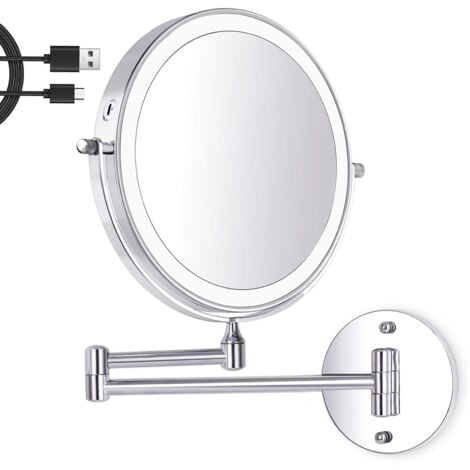 Inch LED Wall Mounted Makeup Mirror, Lighted Magnifying Mirror, 1X/7X ...