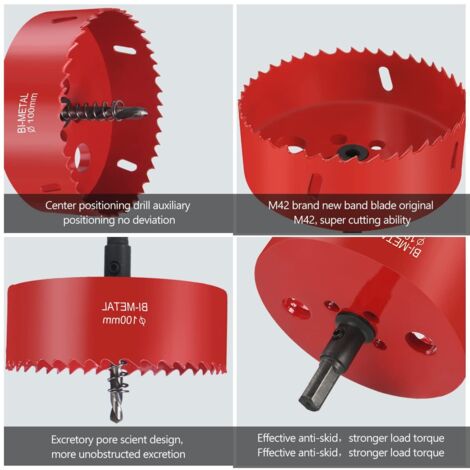 Bi-metal Hole Saw, Wood Hole Saw Ø100mm, Hole Saw with Hexagonal ...