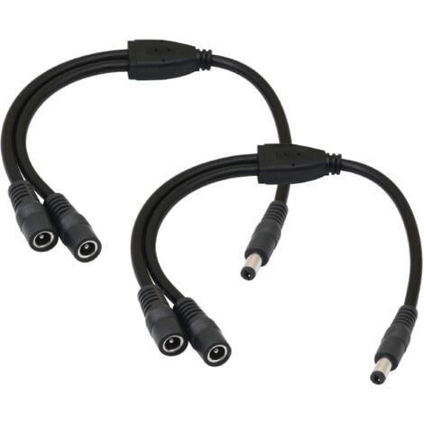 5.5/2.1MM 12V DC Power Cable Splitter 1 Male to 2 Female Connectors ...