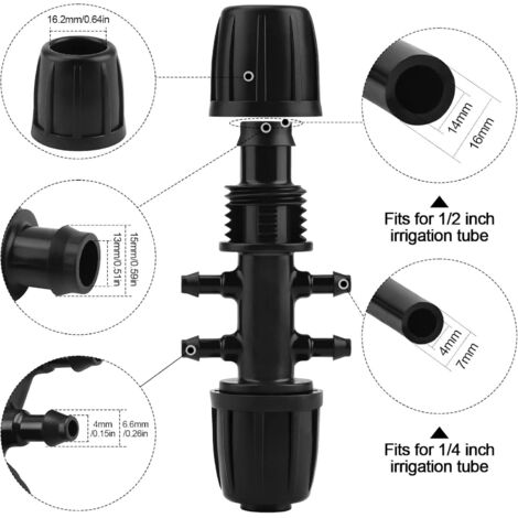 20PCS Garden Irrigation Hose Connector, Barbed Tee Connectors Drip ...