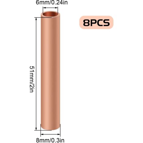 Copper Tube, 8pcs Pure Copper Round Tube Hollow Copper Tube, Copper ...