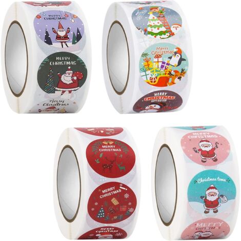 Christmas Sticker Roll, Round Christmas Sticker Labels, Merry Christmas ...