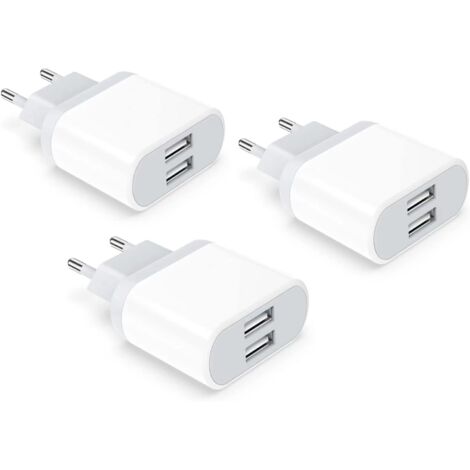 USB Socket, 3-Pack 2.4A/5V Charger, 2 Port Power Adapter Phone Wall ...