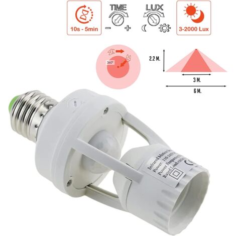 Socket with PIR motion sensor bulbs with E27 base for indoor use with ...