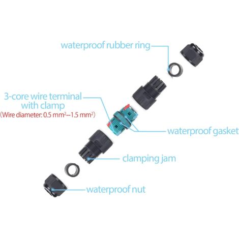 Pack IP68 Waterproof Cable Connectors Ø5mm-Ø9mm TÜV 3 Pin Outdoor ...