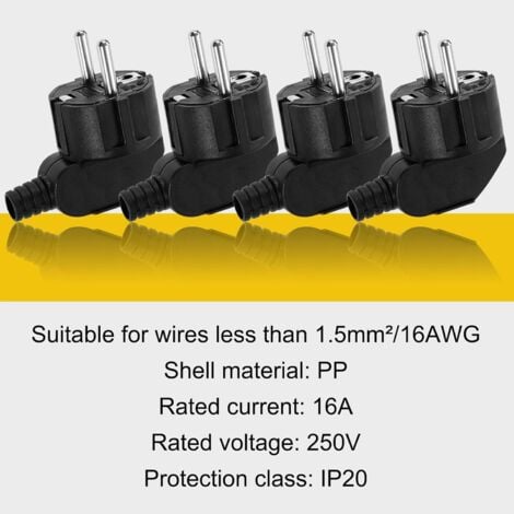 4pcs 250V 16A Male Electrical Plug Angle Socket Grounded Electrical ...