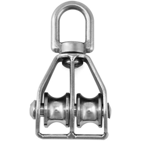 2PCS M15 304 Stainless Steel Double Pulley Block Swivel Double Lifting ...
