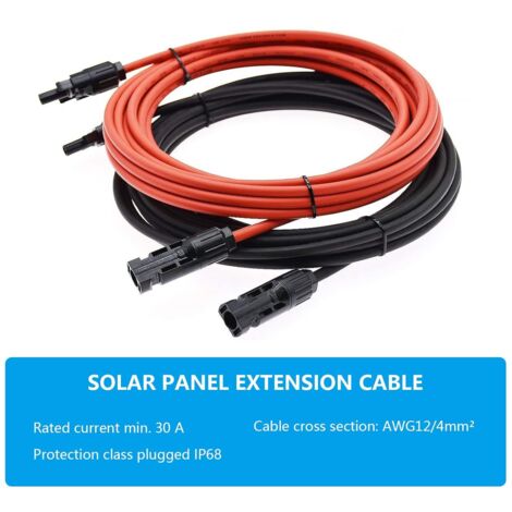 Extension cable - Solar cable - Red/black - 4mm² - With mounted solar ...
