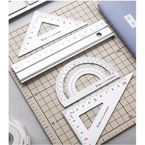 Metal Architect Scale Ruler Set - 4 PCS Technical Drawing Geometry Sets, Math Geometry Tool ...