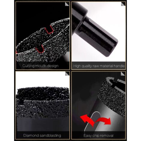 60mm Brazed Core Diamond Hole Saw Drill Bit Hollow Hole Cutter for ...