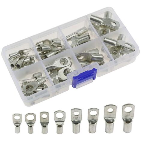 60pcs Bolt Hole Tinned Copper Ring Crimp Battery Terminals SC Connector ...