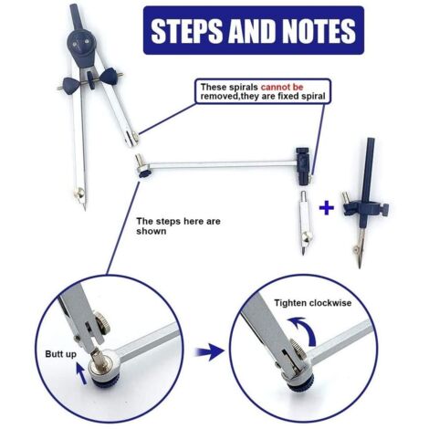 Set with stainless steel compass and 5 accessories for children for ...