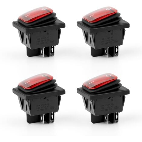 Switch, Waterproof Rocker Switch, AC 16A/250V 20A/125V 4 Pin 2 Position ...