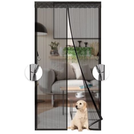Black Magnetic Fly Screen Door, Mesh Curtain, Door with Fully Closed ...