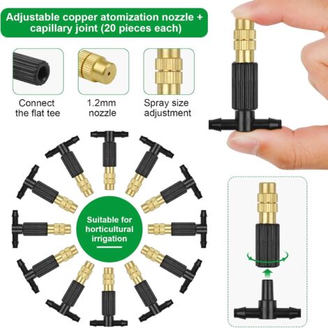 IRRIGATION NOZZLE Adjustable Copper Atomizing Nozzle Connect 47 Hose ...