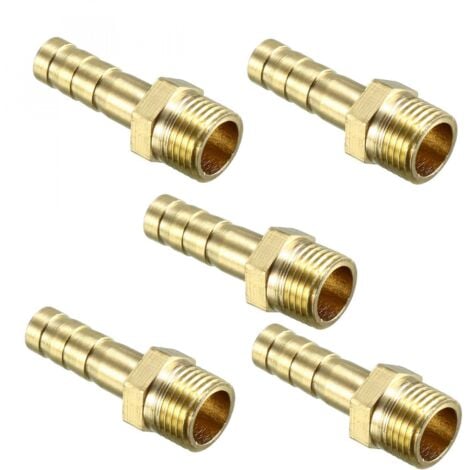 5pcs Brass Hose Barb Fitting 6mm Barbed X G1/8 Male Connector Adapter