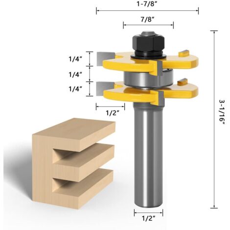 12.7mm 45 Degree Lock Miter Router Bit + Tongue Bit + Groove Cutter ...