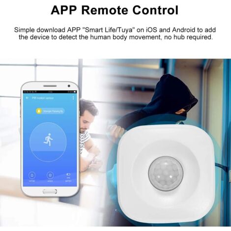 WiFi Wireless Motion Sensor Smart Home PIR Motion Detector Compatible ...