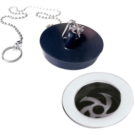 Pieces Rubber Sink Plug with Ball Chain Stopper, Universal Stainless ...