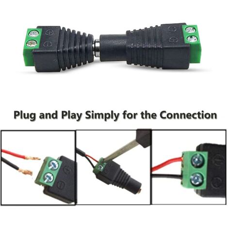 Pack 5.5mm 2.1mm DC Power Connector Male and Female 12V Plug Adapters ...