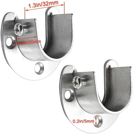 Stainless Steel Closet Pole Sockets, 2pcs Heavy Duty Closet Rod End Supports Flange Rod Holder ...