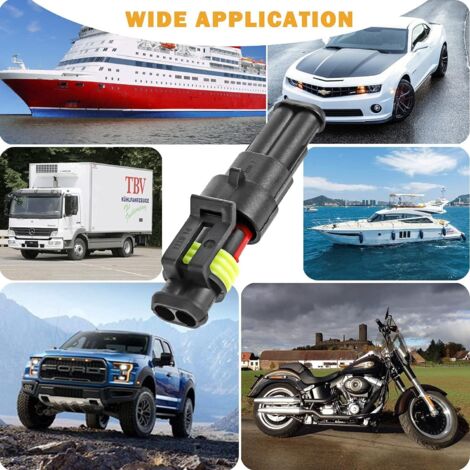 10 Kits 2 Pin Car Waterproof Electrical Connector, Car Waterproof Plug ...