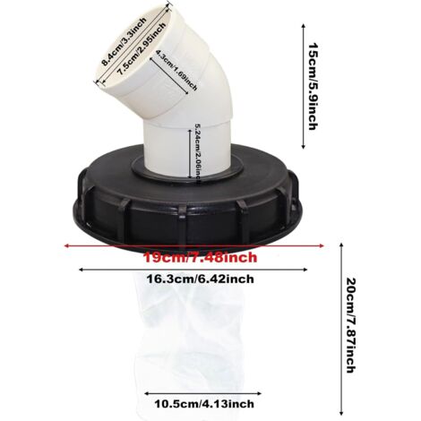 45° IBC Lid Filter, 163mm Nylon Rainwater Filter, Washable with Lid for ...