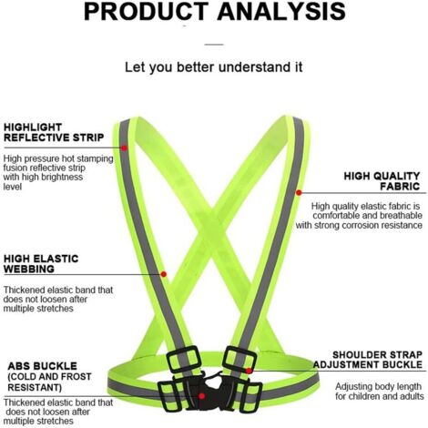 High Visibility Safety Vest, Adjustable Reflective Elastic Safety Vest ...