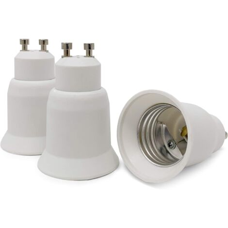 Pack of 3 Lamp Base Adapters - White - GU10 to E27 Base - Energy Efficient Halogen LED Bulb ...