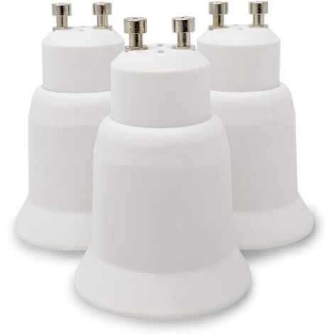 Pack of 3 Lamp Base Adapters - White - GU10 to E27 Base - Energy ...