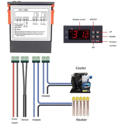 AC 110V-220V Temperature Controller, STC-1000 All-Purpose Digital ...