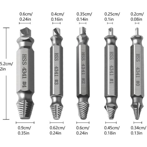 5 Pcs Professional Screw Extractor Set, Damaged Screw Extractor, High ...