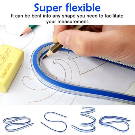 Flexible PVC + Metal Ruler 60cm Bendable Curve Ruler Clearly Flexible ...