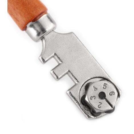 130mm Professional Six Wheel Glass Cutter - Craft Cutting Kit Tool with Wooden Handle