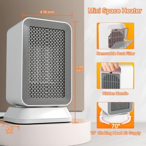 Mini Fan Heater, 1000W Ceramic Fan Heater, PTC Ceramic Heating Element ...