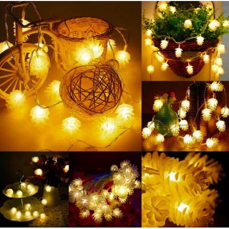 Pine Cone String Lights, 6M 40LED Christmas Lights Garland for Christmas Tree, Waterproof Mini ...