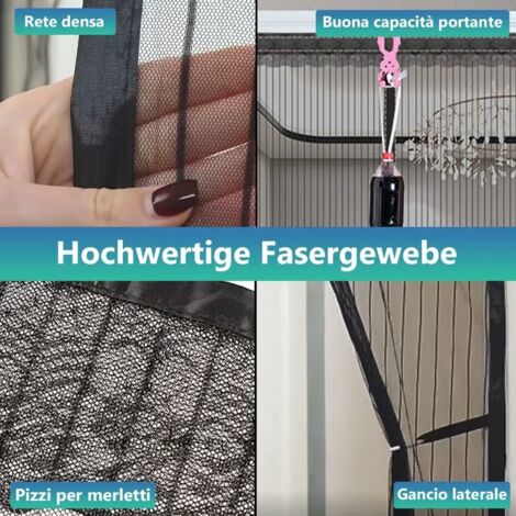 Black Magnetic Fly Screen Door, Mesh Curtain, Door with Fully Closed ...