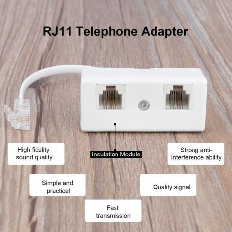 Two-Way Telephone Splitters, RJ11 6P4C Cable Telephone Wall Adapter and ...