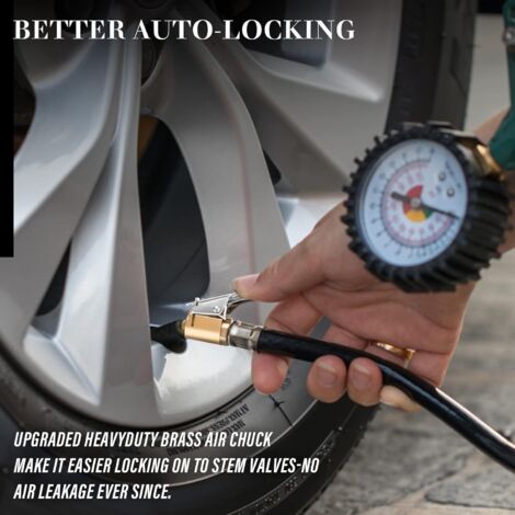 Pack Air Chuck with Clip Adapter, Heavy Duty Brass Tire Inflator Pump ...