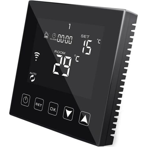 Black WiFi Smart Thermostat for Underfloor Water Heating 3A Compatible with Alexa Echo/Google ...