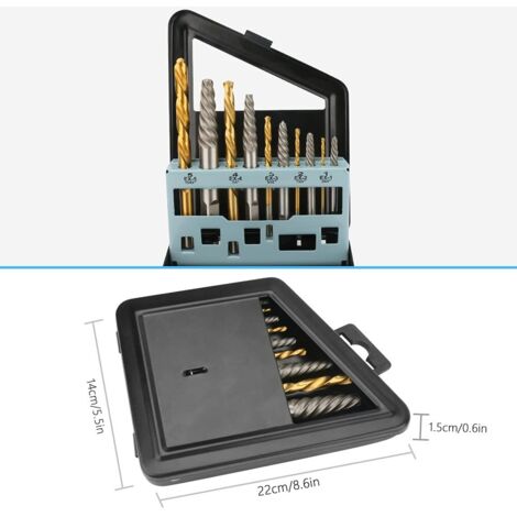 10Pcs Easy Out Left Hand Screw Extractor and Drill Bit Set with Metal ...