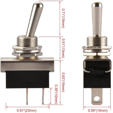 Metal Flip Rocker Switch 12V 25A SPST On/Off 2 Position 2 Pin For Car ...