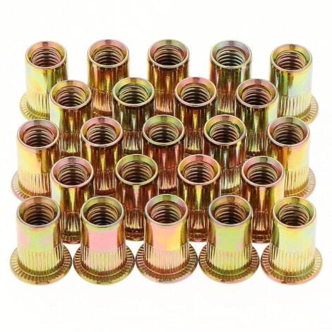 50 Pieces M12 Threaded Rivet Nut Flat Head, Zinc Plated Carbon Steel ...