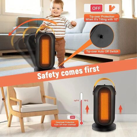 Mini Fan Heater 1200W, 6 Modes, PTC Ceramic Fan Heater, Electric Heater ...