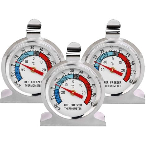 PCS Refrigerator Thermometer, Large Dial Stainless Steel Temperature ...