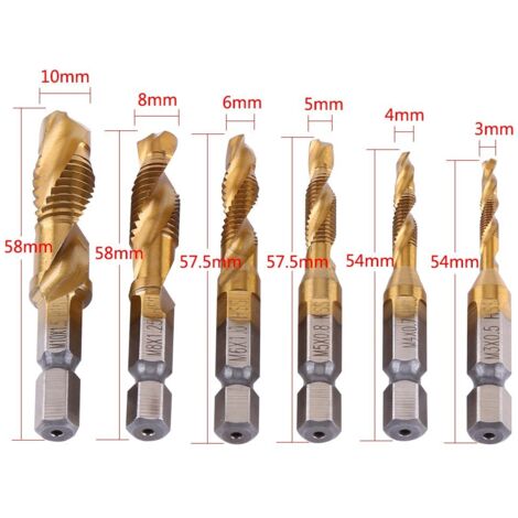 Pcs Thread Taps Set, HSS Titanium Coated Metric Thread Tap Drill Bit M3 ...